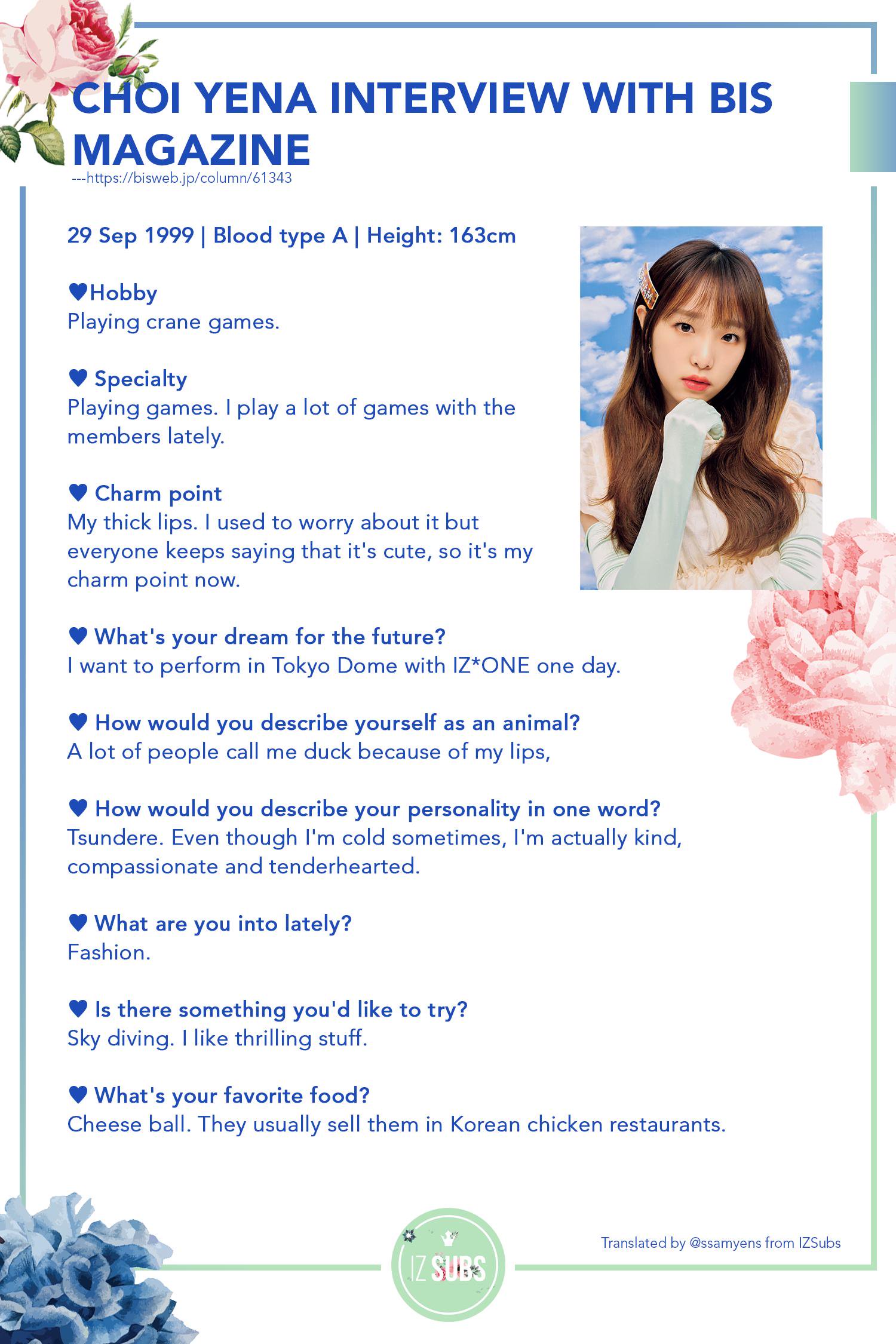 [TRANS] Choi Yena and Jang Wonyoung Interview with Bis Magazine – IZ*SUBS